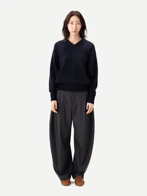 Gobi Cashmere Barrel-leg Cashmere Pants - Charcoal