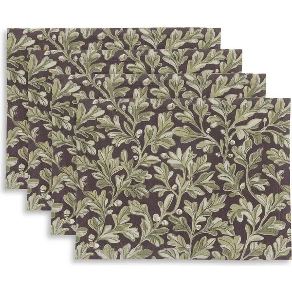 SOLINO HOME Linen Placematsfallen Leaves - Green And Brown