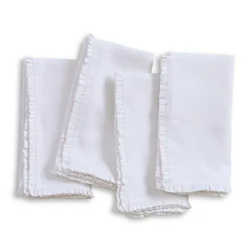SOLINO HOME Linen Dinner Napkinsjuliette Ruffle - White
