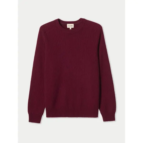 Gobi Cashmere Ribbed Crew Neck Sweater - Zinfandel
