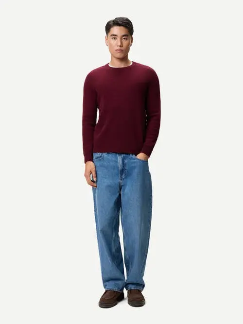 Gobi Cashmere Ribbed Crew Neck Sweater - Zinfandel