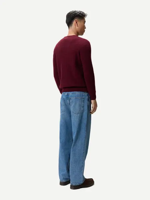 Gobi Cashmere Ribbed Crew Neck Sweater - Zinfandel