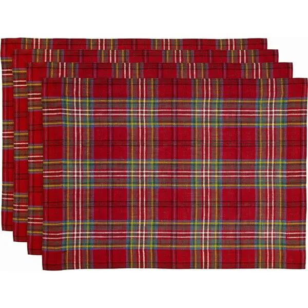 Solino Home Linen Placemats Set Of 4 - Red