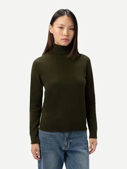 Gobi Cashmere Timeless Cashmere Turtleneck Sweater - Avocado