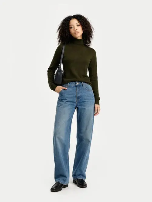 Gobi Cashmere Timeless Cashmere Turtleneck Sweater - Avocado