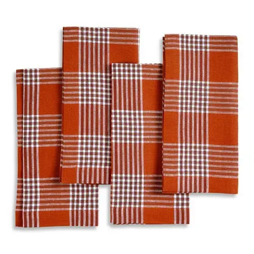 SOLINO HOME Linen Dinner Napkinsglen Check - Nutmeg