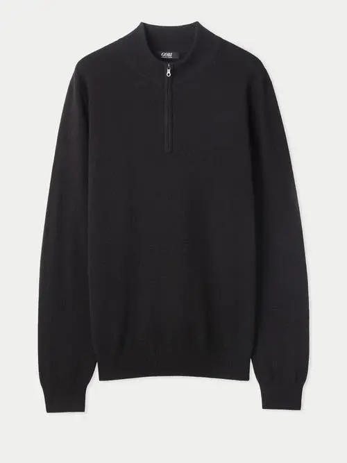 Gobi Cashmere Half-zip Cashmere Sweater - Black