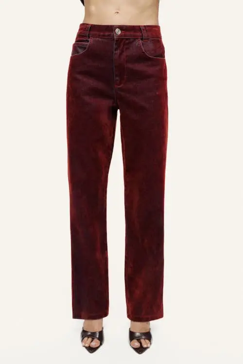 NOCTURNE Velvet Straight-leg Pants