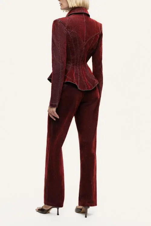 NOCTURNE Velvet Straight-leg Pants