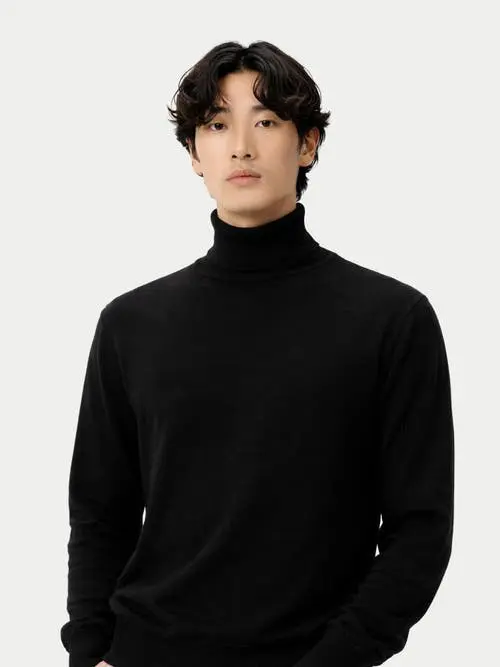 Gobi Cashmere Timeless Turtleneck Sweater - Black