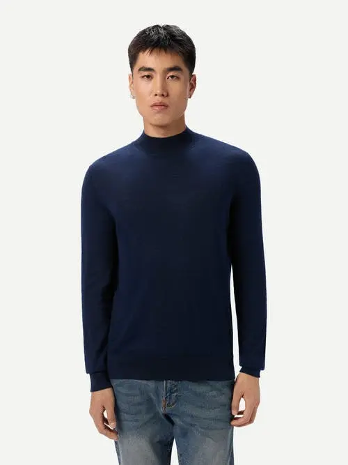 Gobi Cashmere Cashmere Silk High Neck Sweater - Mood Indigo