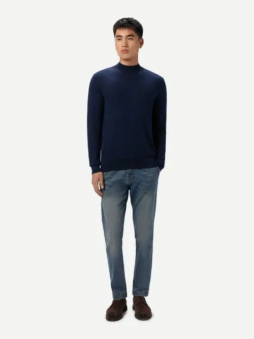 Gobi Cashmere Cashmere Silk High Neck Sweater - Mood Indigo