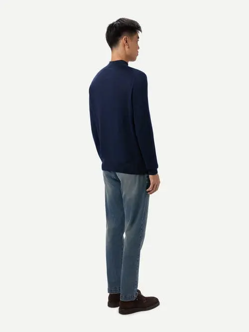 Gobi Cashmere Cashmere Silk High Neck Sweater - Mood Indigo