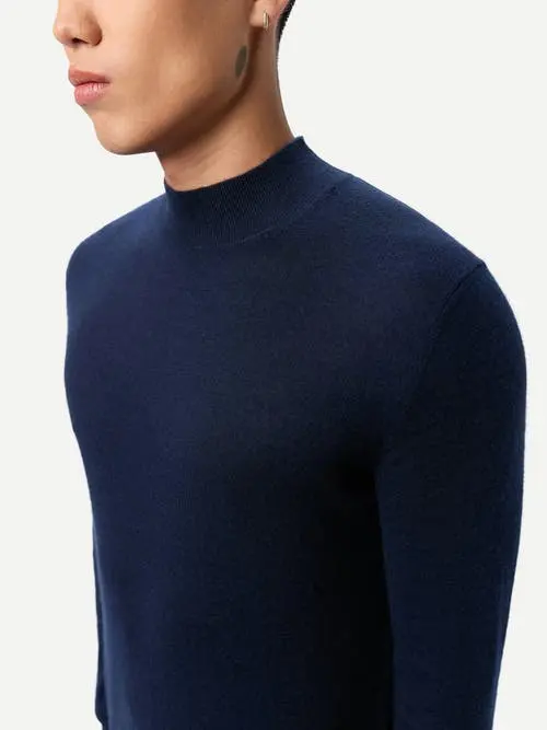 Gobi Cashmere Cashmere Silk High Neck Sweater - Mood Indigo