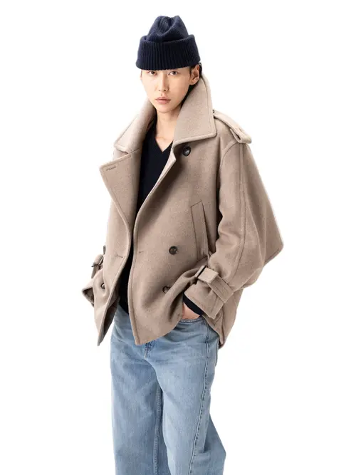 Gobi Cashmere Trench-style Double-faced Cashmere Pea Coat