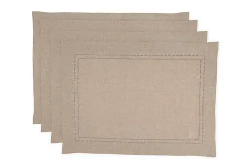 SOLINO HOME Linen Placematslinen Double Hemstitch - Natural