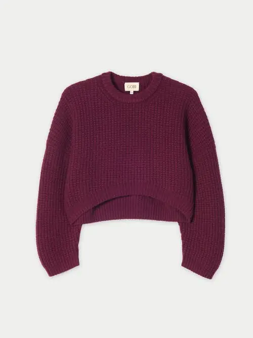 Gobi Cashmere Oval-sleeve Cropped Cashmere Sweater - Burgundy