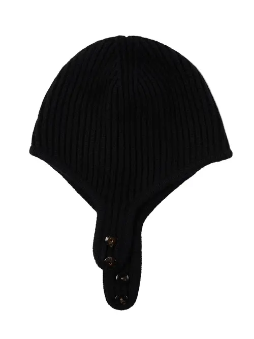 Gobi Cashmere Knitted Aviator Cap - Black