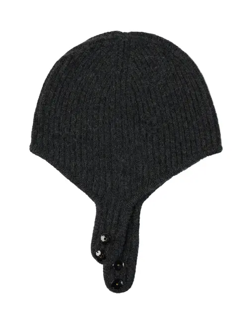 Gobi Cashmere Knitted Aviator Cap - Charcoal