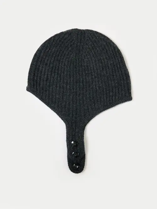 Gobi Cashmere Knitted Aviator Cap - Charcoal