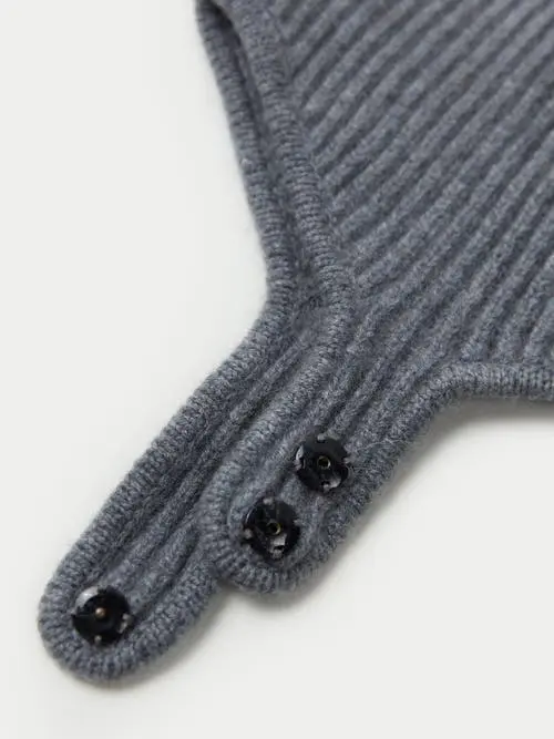 Gobi Cashmere Knitted Aviator Cap - Dim Gray