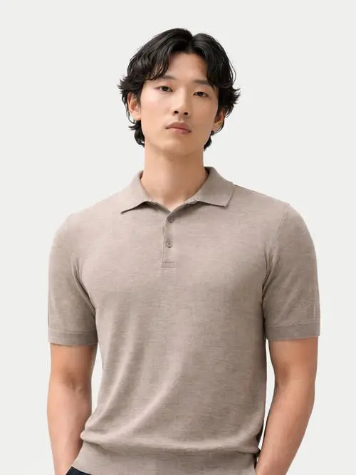 Gobi Cashmere Classic Polo Shirt With Short Sleeve