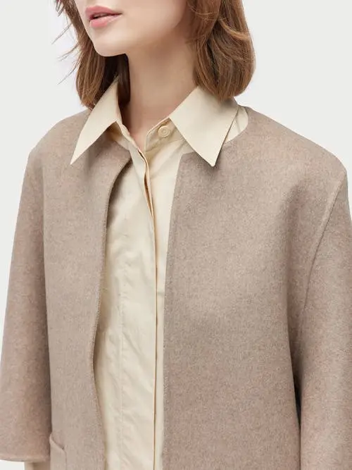 Gobi Cashmere Cashmere Poncho Jacket With Patch Pockets - Taupe