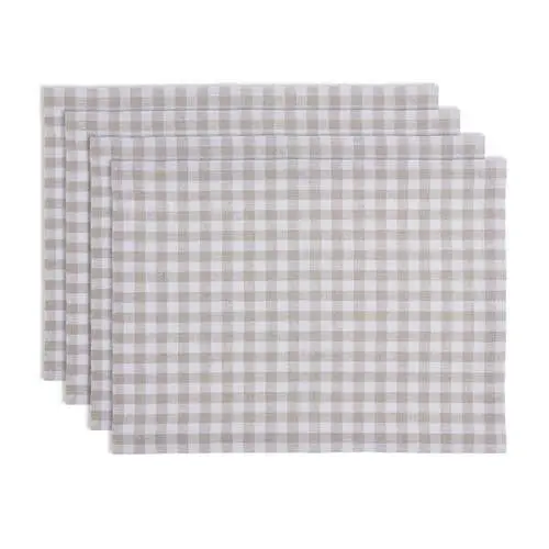 SOLINO HOME Linen Placematsgingham Check - Natural