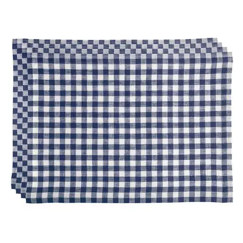 SOLINO HOME Linen Placematsgingham Check - Navy