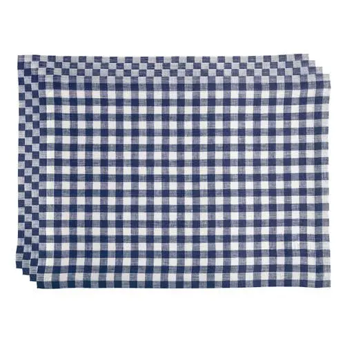 Solino Home Linen Placemats Set Of 4, 14 X 19 Inch For Dining Table - Navy