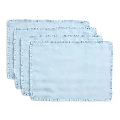 SOLINO HOME Linen Placematsjuliette Ruffle - Ice Water