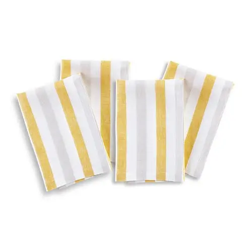 SOLINO HOME Linen Dinner Napkinssorrento Stripe - Yellow And Grey