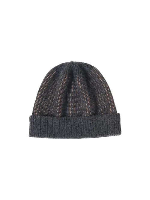 Gobi Cashmere Cashmere Ribbed Beanie - Charcoal