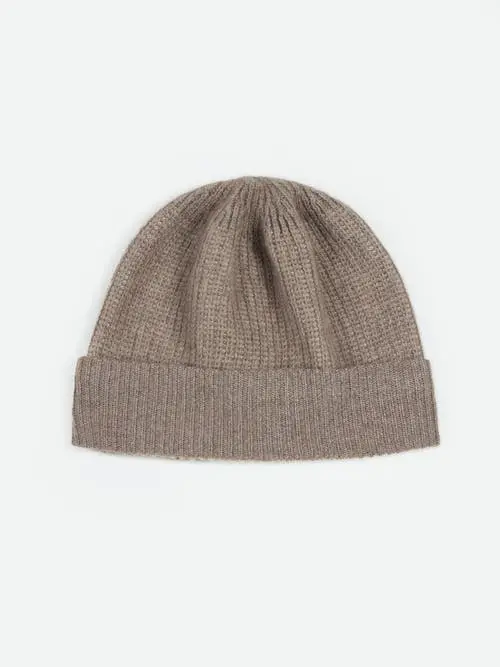 Gobi Cashmere Ribbed Knit Beanie - Taupe