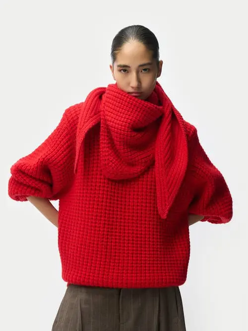 Gobi Cashmere Cashmere Cape Scarf - Fiery Red