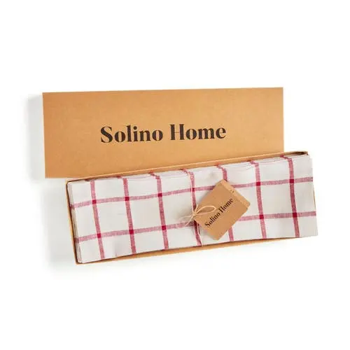 SOLINO HOME Linen Placematswindowpane - Tofu/red