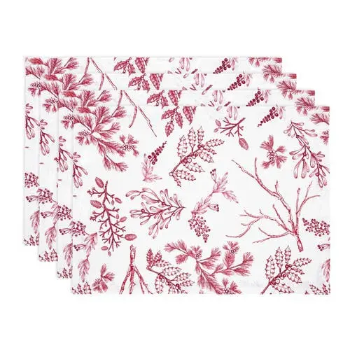 SOLINO HOME Linen Placematswinter Forest - Red/white