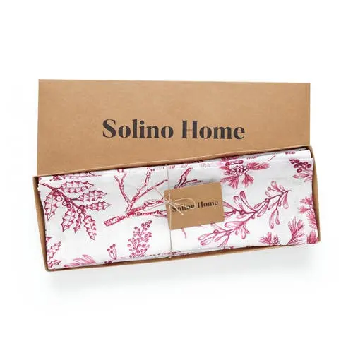 SOLINO HOME Linen Placematswinter Forest - Red/white
