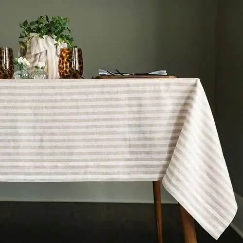 SOLINO HOME Linen Table Throwamalfi Stripe - Natural And White