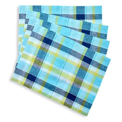 SOLINO HOME Linen Placematssummer Madras Plaid