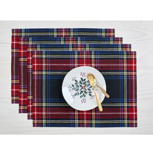 SOLINO HOME Linen Placematsstewart Plaid