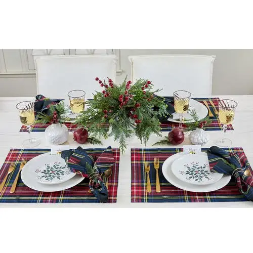 SOLINO HOME Linen Placematsstewart Plaid