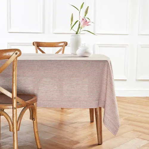 SOLINO HOME Linen Table Thrownarrow Stripe - Cinnamon And White
