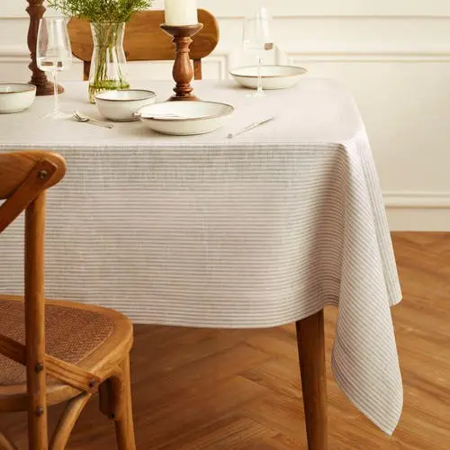 SOLINO HOME Linen Table Thrownarrow Stripe - Natural And White
