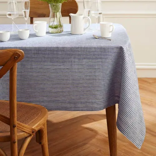 SOLINO HOME Linen Table Thrownarrow Stripe - Navy And White