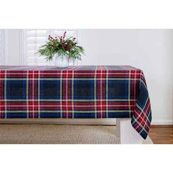 SOLINO HOME Linen Table Throwstewart Plaid - Black