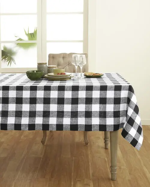 SOLINO HOME Linen Table Throwbuffalo Check - Black And White