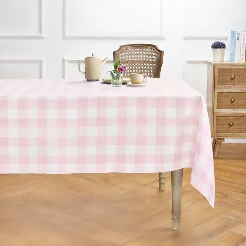 SOLINO HOME Linen Table Throwbuffalo Check - Marshmellow Pink