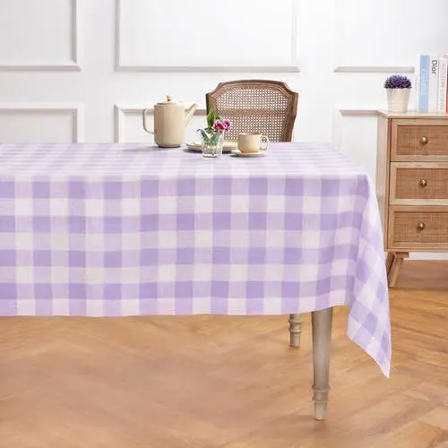 SOLINO HOME Linen Table Throwbuffalo Check - Misty Lavender