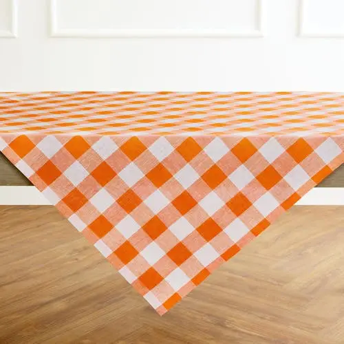 SOLINO HOME Linen Table Throwbuffalo Check - Pumpkin And White